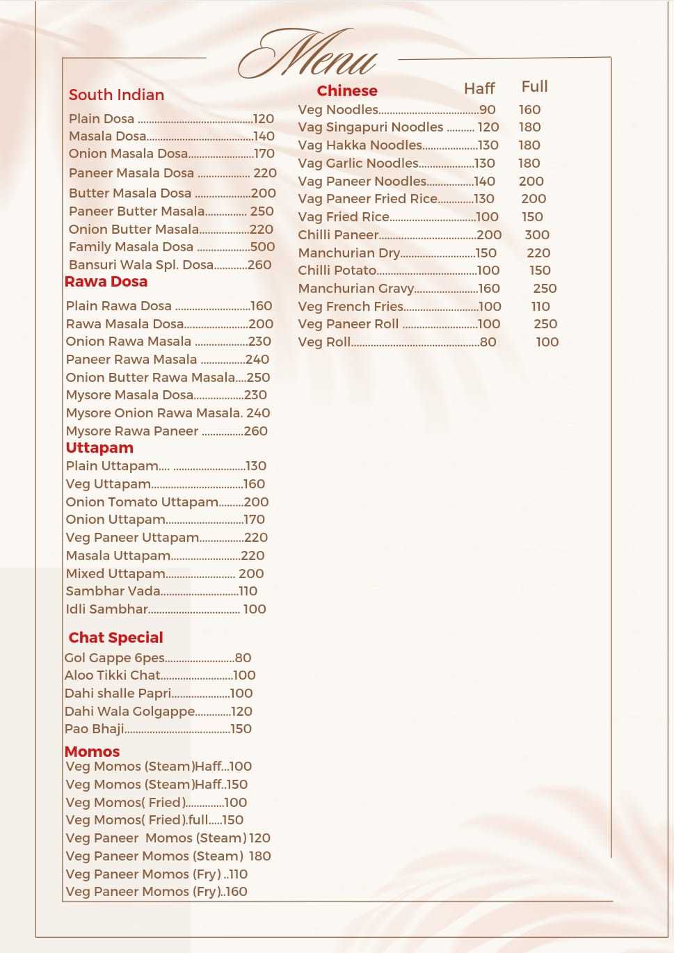 Menu of Bansuriwala Aggarwal Sweets & Restaurant, Badarpur Border ...