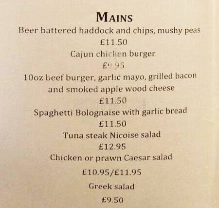 Menu at Lounge Bar, London, Kensington High Street