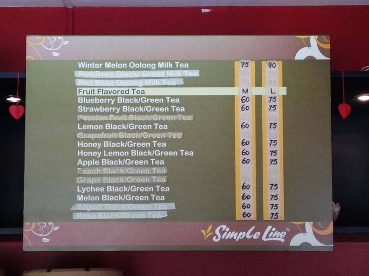 Menu at Simple Line, Quezon City, 59 Maginhawa St.