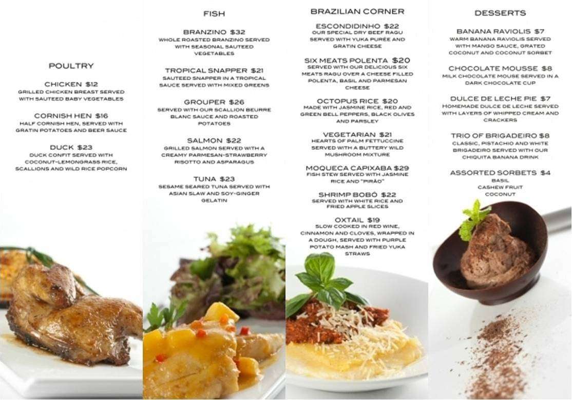 Menu at Beach Lounge Bar, Sunny Isles Beach