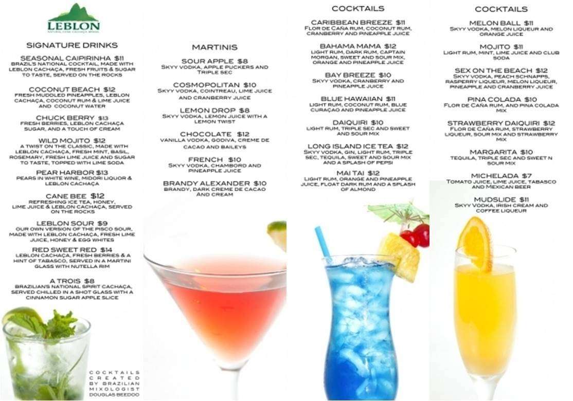 Menu at Beach Lounge Bar, Sunny Isles Beach
