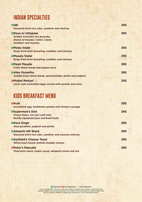 Menu at Madurai Kitchen - Courtyard By Marriott, Madurai, 168