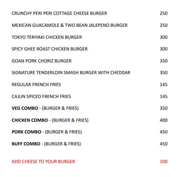 Menu at Woodside Burger Shop - Chembur, Mumbai