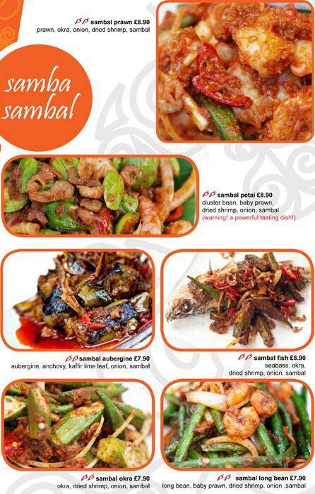 Menu at Rasa Sayang restaurant, London, 15 Frith St