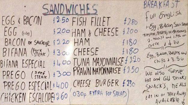 Menu at Max Snack Bar, London, 18 Brixton Station Rd