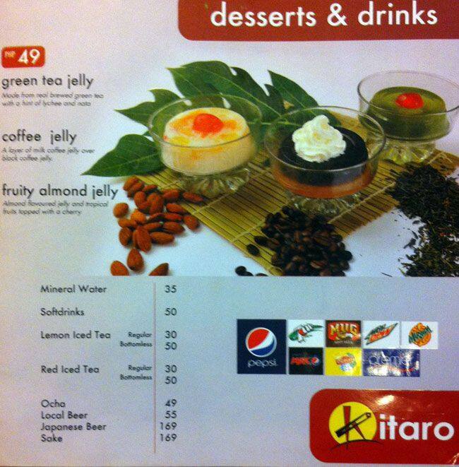 Carta del restaurante Kitaro, Makati, H227+C54