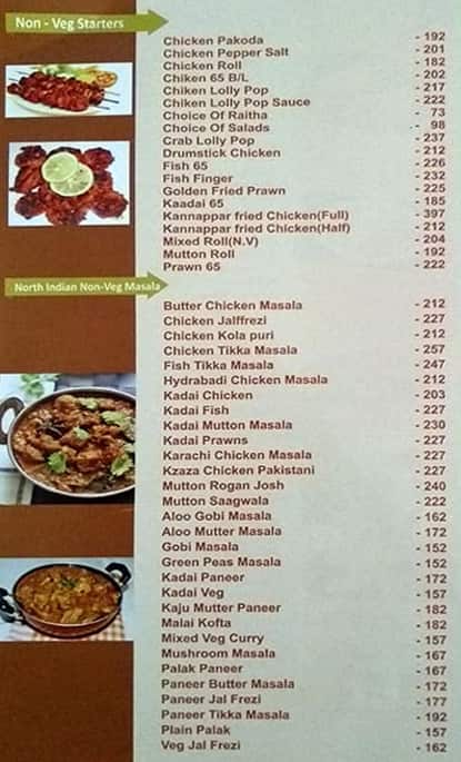Menu at Madurai Kannappar Mess Maduravoyal, Chennai, Chennai