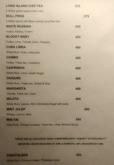 Menu at Evoke Bistro Bar And Grill, Chennai