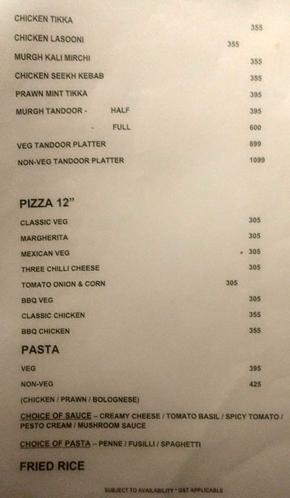 Menu at Evoke Bistro Bar And Grill, Chennai