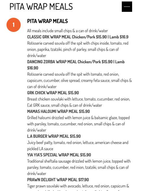 Menu at Eat GRK restaurant, Parramatta