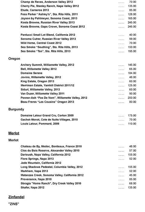 Menu at Chamberlain's Steak & Chop House pub & bar, Dallas, Belt Line Rd