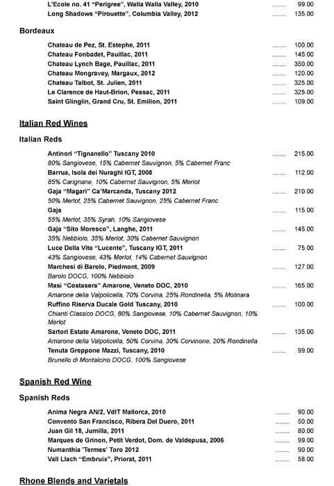 Menu at Chamberlain's Steak & Chop House pub & bar, Dallas, Belt Line Rd