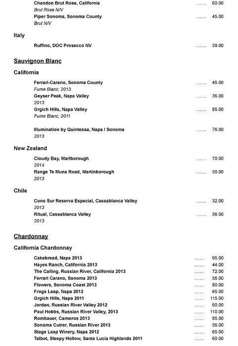 Menu at Chamberlain's Steak & Chop House pub & bar, Dallas, Belt Line Rd