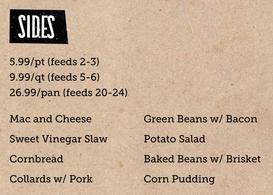 Menu at City Barbeque, Indianapolis, 621 W 11th St