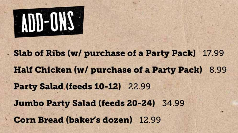 Menu at City Barbeque, Indianapolis, 621 W 11th St