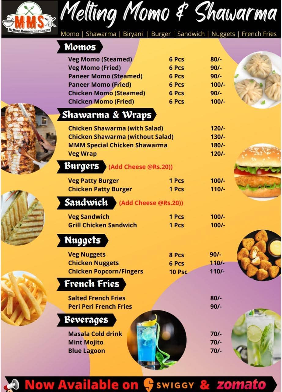 Menu at Melting Momo & Shawarma (MMS), Hyderabad