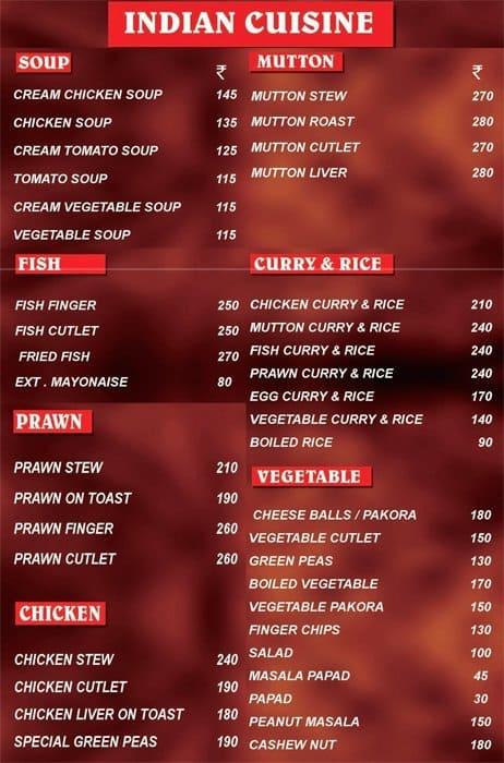 Menu at New Cathay Restaurant and Bar, Kolkata, GRAND HOTEL ARCADE
