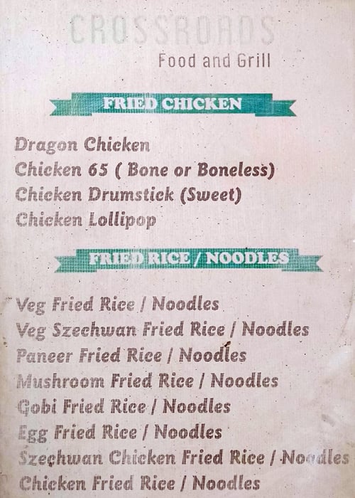 Menu at CrossRoads Food & Grill, Chennai, 27