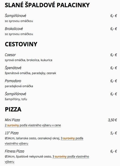 Menu at ALL INCLUSIVE PUB, Bratislava
