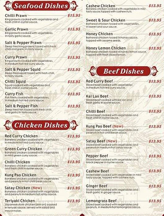 Menu at Young's Noodle Inn restaurant, Kinross