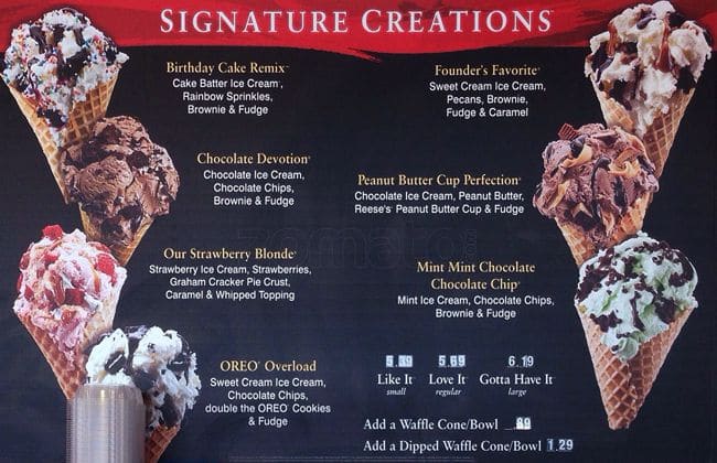 Menu at Cold Stone Creamery desserts, Springfield