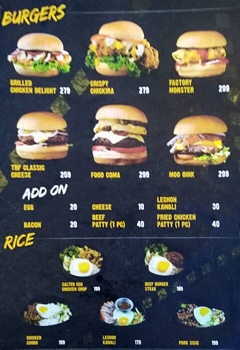 Menu at The Beer Factory Express pub & bar, Mandaluyong