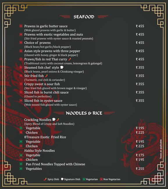 Menu at Dragon Hut, Jaipur