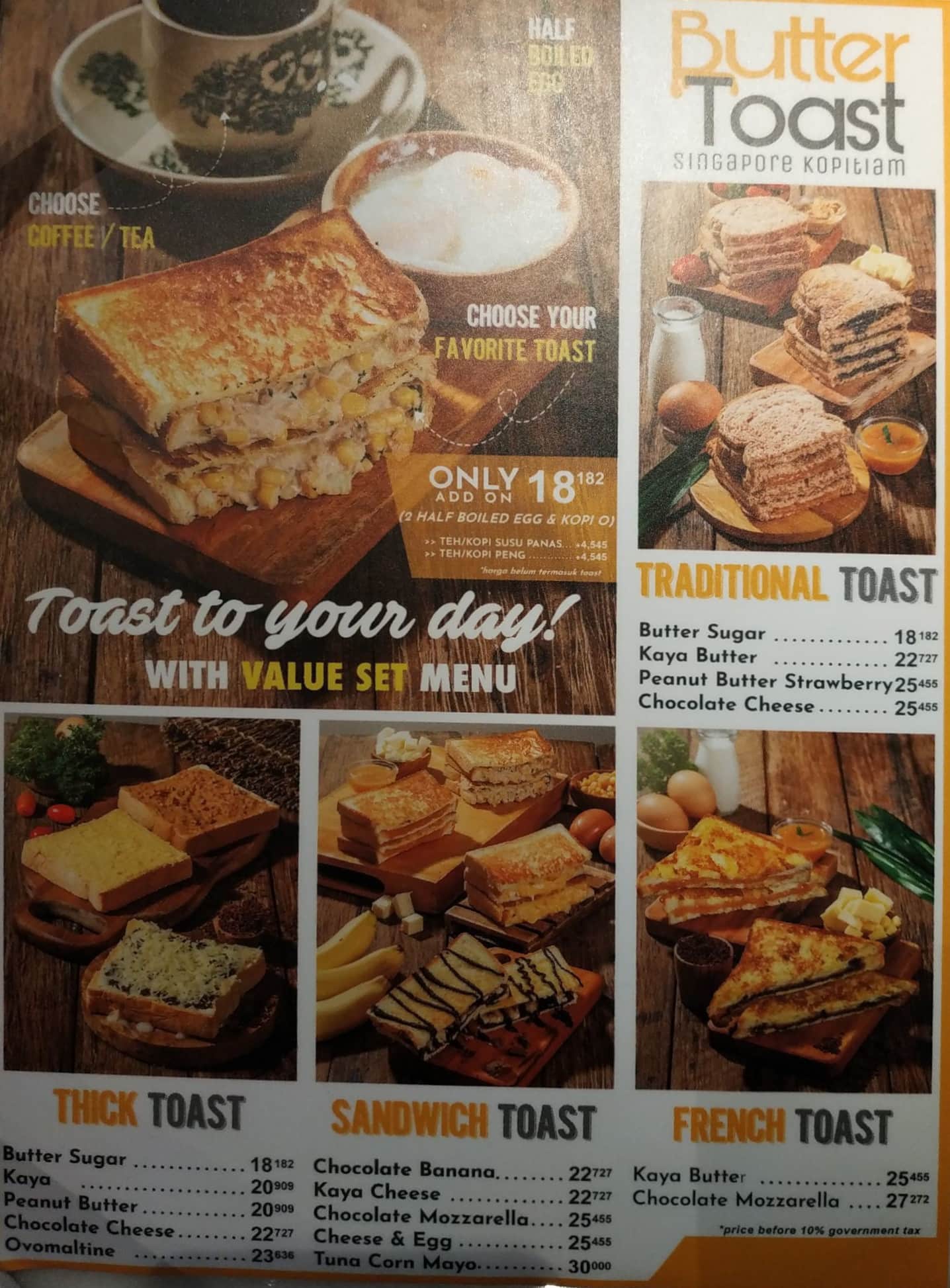 Menu at Butter Toast, Jakarta