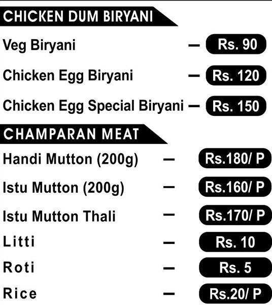 Menu at Mutant Club Biryani & Champaran Meat, Patna