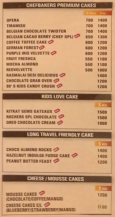 Menu at Chef Bakers, Hyderabad, Wine Mart