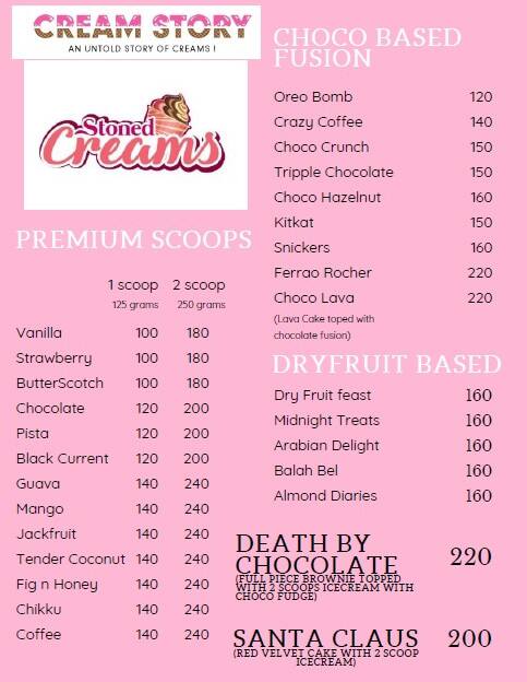 Menu of Cream Story, Anna Nagar West, Chennai