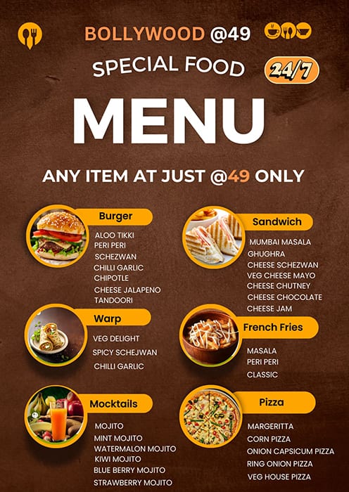 Menu of Bollywood Chaiwala, Navrangpura, Ahmedabad