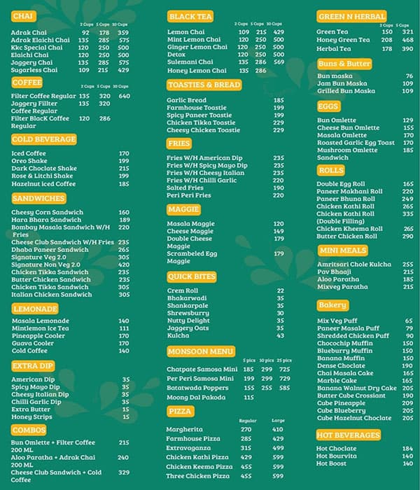 Menu of Kannu Ki Chai, Kharadi, Pune
