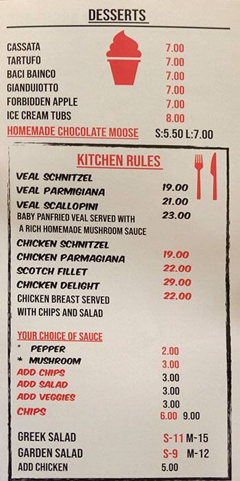 Menu at Gabriella Pizza pizzeria, Carnegie