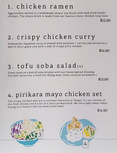 Menu at Tengu Melbourne restaurant, Melbourne