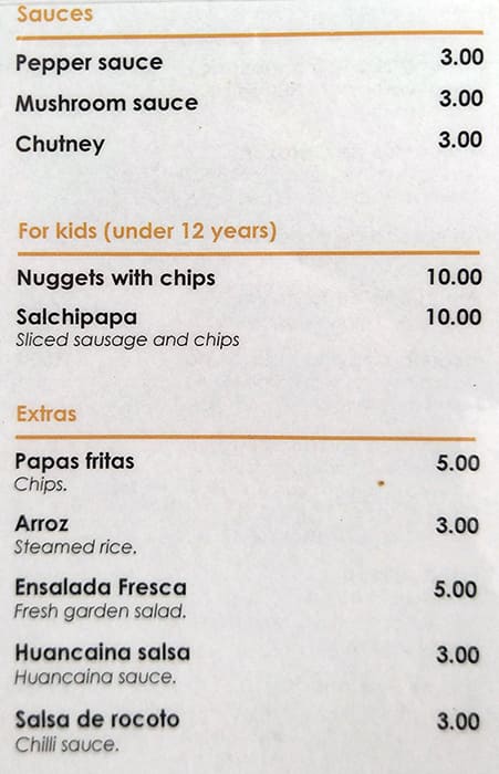 Menu at Inti Gourmet Fine Peruvian Food restaurant, Chelsea, 414 Nepean Hwy