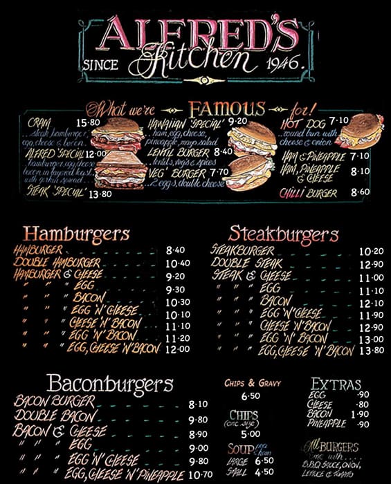 Menu at Alfred's Kitchen fast food, Guildford