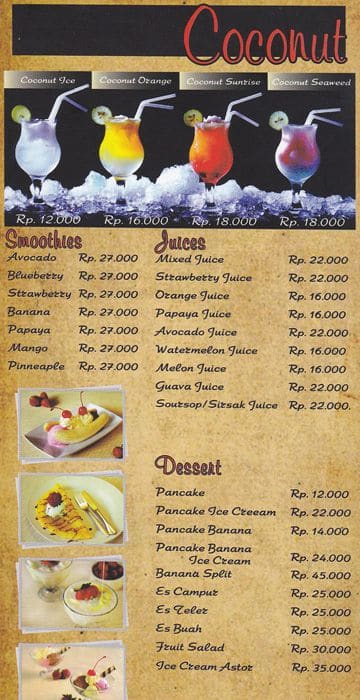 Menu at Warung Mak Beng Ubud restaurant, Gianyar, Jl. Cok Rai Pudak