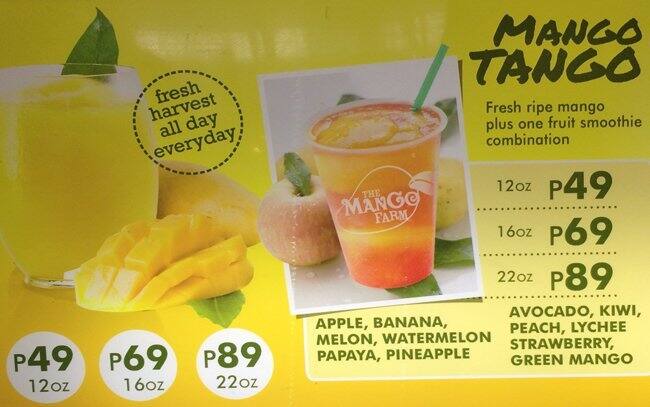 Menu at The Mango Farm restaurant, Cebu City, 2/F