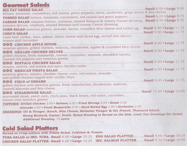 Menu at J.K. & Sons restaurant, New York City