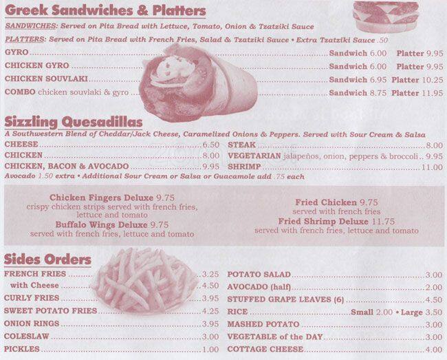 Menu at J.K. & Sons restaurant, New York City