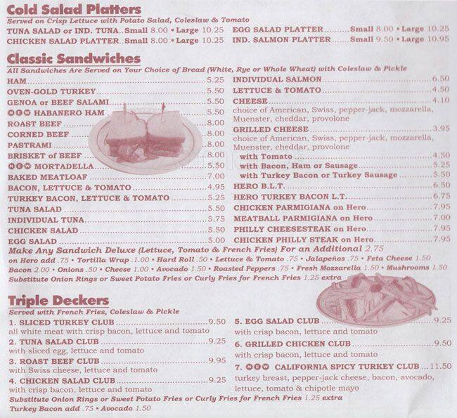 Menu at J.K. & Sons restaurant, New York City