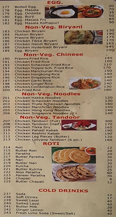 Menu at Hotel Anand Foodland, Mumbai