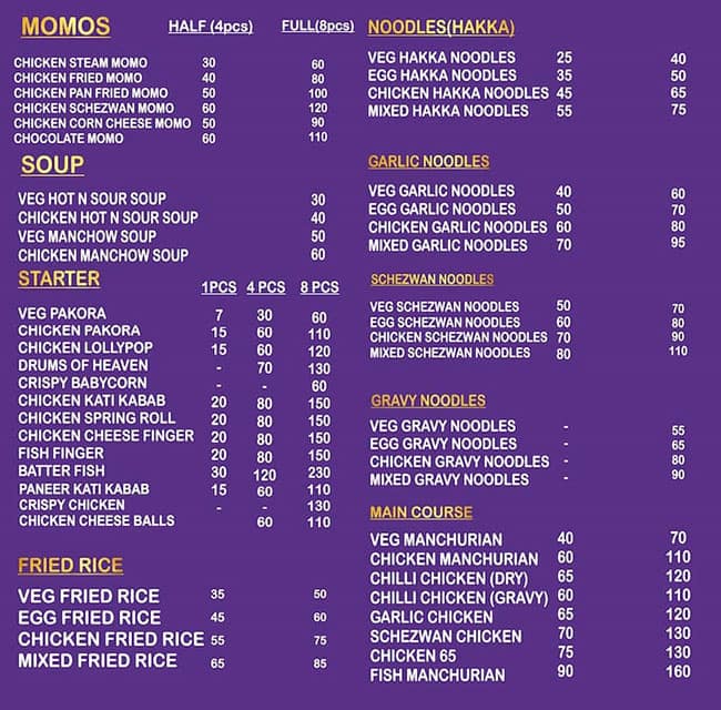 Menu of Aladdin Food World, Park Street Area, Kolkata