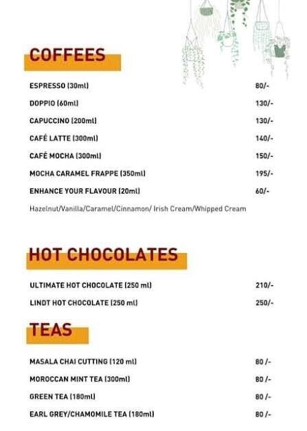 Menu of Snowdrop Bakers, Lahori Gate, Patiala