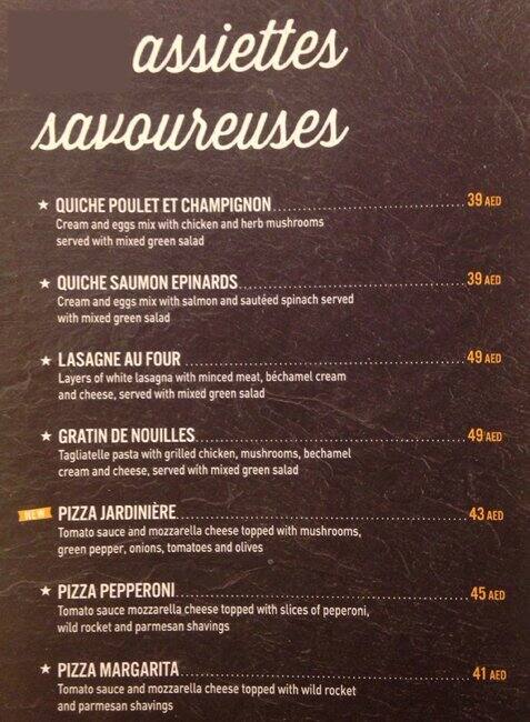 Menu at Brioche Doree restaurant, Abu Dhabi, Bawabat Al Sharq Mall