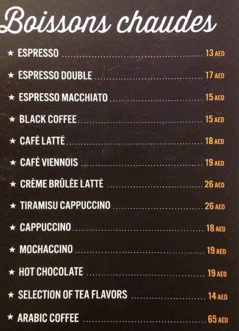 Menu at Brioche Doree restaurant, Abu Dhabi, Bawabat Al Sharq Mall