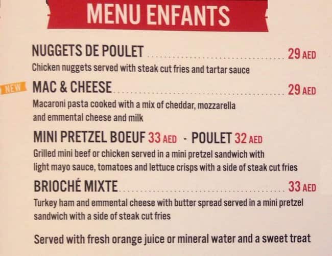 Menu at Brioche Doree restaurant, Abu Dhabi, Bawabat Al Sharq Mall
