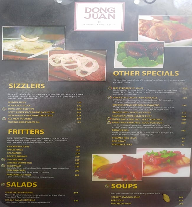 Menu at Dong Juan restaurant, Quezon City, 72 Mo. Ignacia Ave