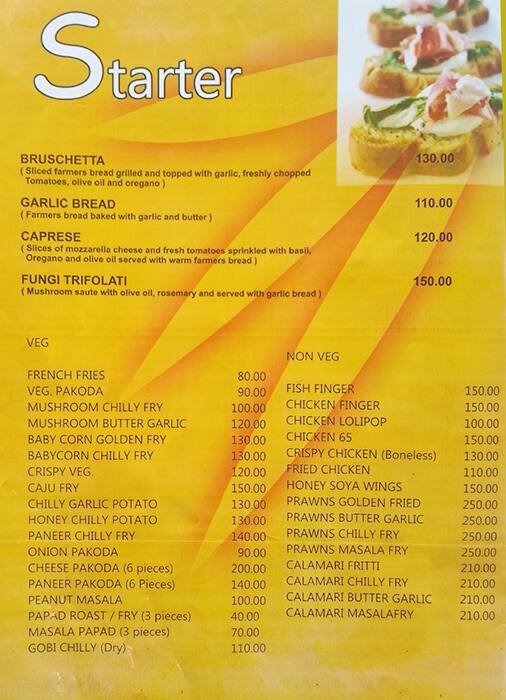 Menu at Hot Stuff, Margao